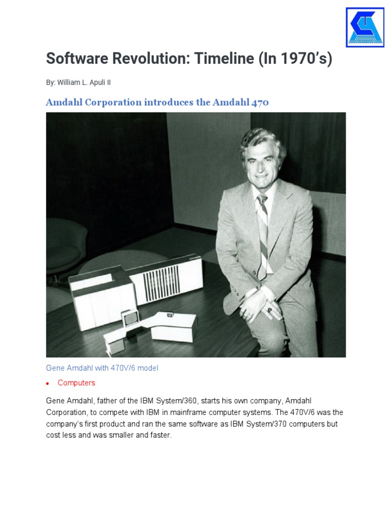 Software Revolution: Timeline (In 1970's) : Amdahl Corporation ...