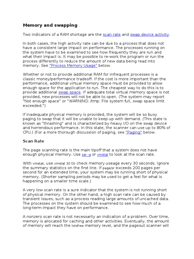 Solaris Memory and Swapping | PDF | Scheduling (Computing) | Random ...
