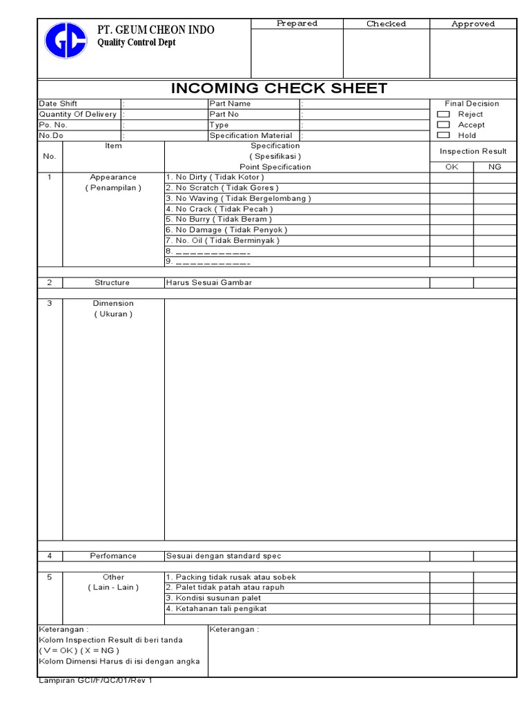 Incoming Quality Inspection Report | PDF