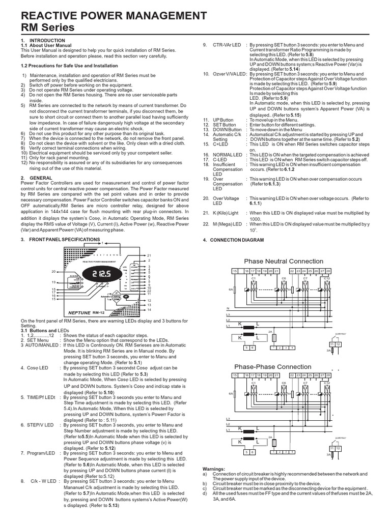 Neptune Apfc RM Series Manual | PDF | Capacitor | Ac Power