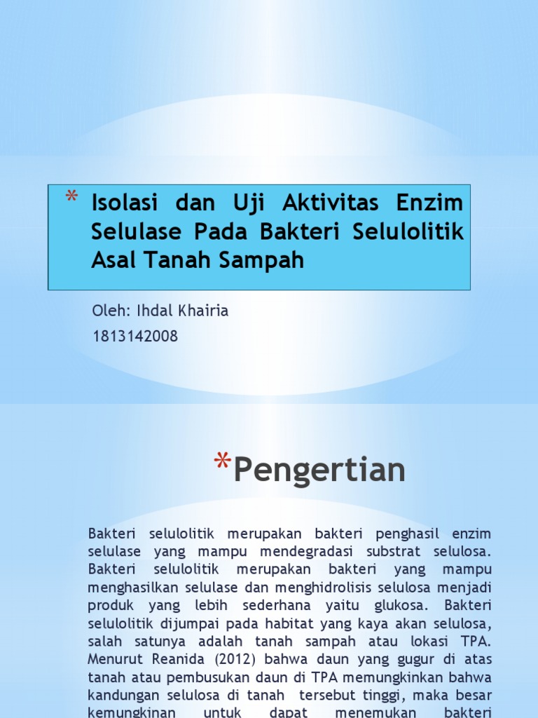 Isolasi Dan Uji Aktivitas Enzim Selulase Pada Bakteri | PDF