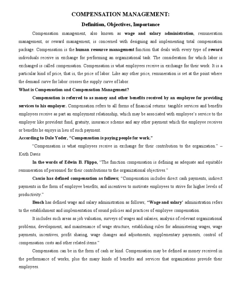 Compensation Management | PDF | Performance Appraisal | Wage