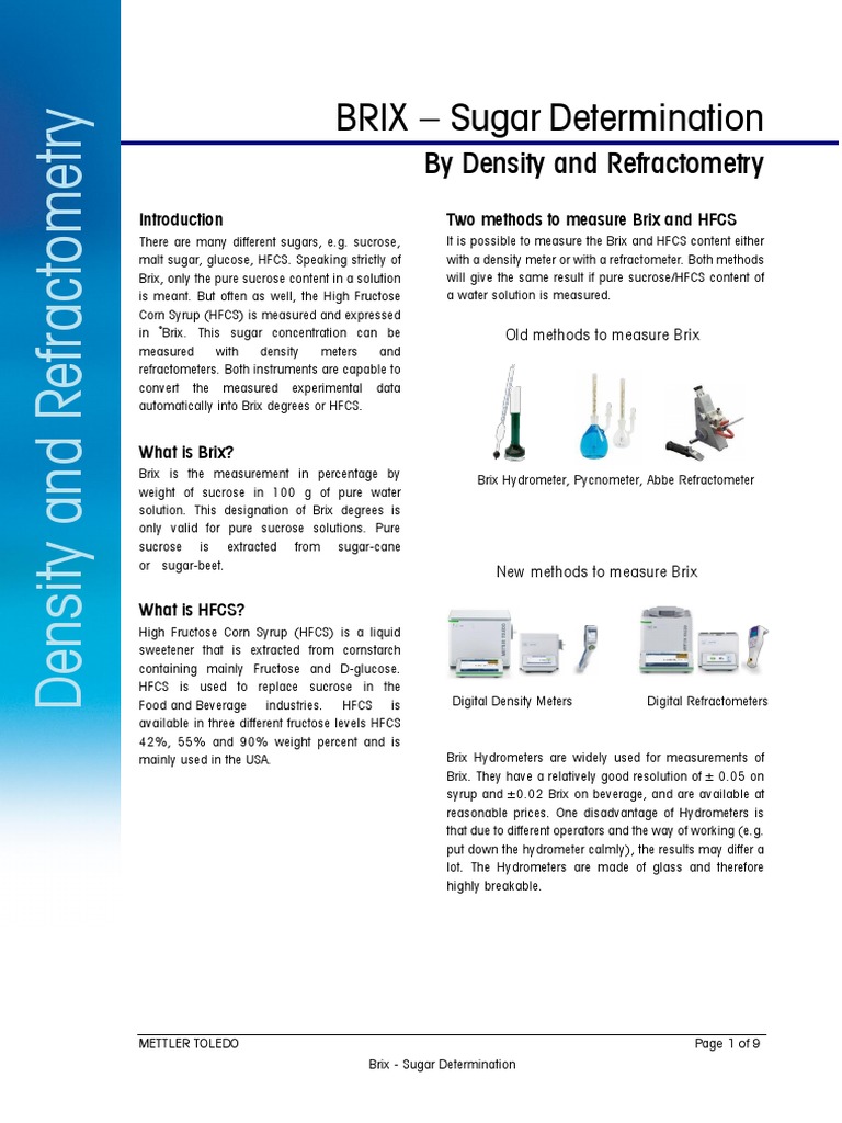 MT - Brix Sugar Determination Final | PDF | Sucrose | Metrology