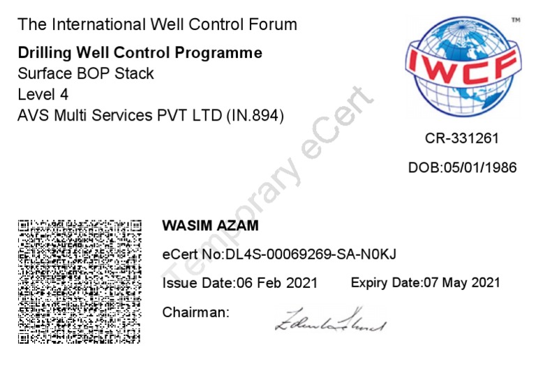 Temporary eCert for Well Control | PDF