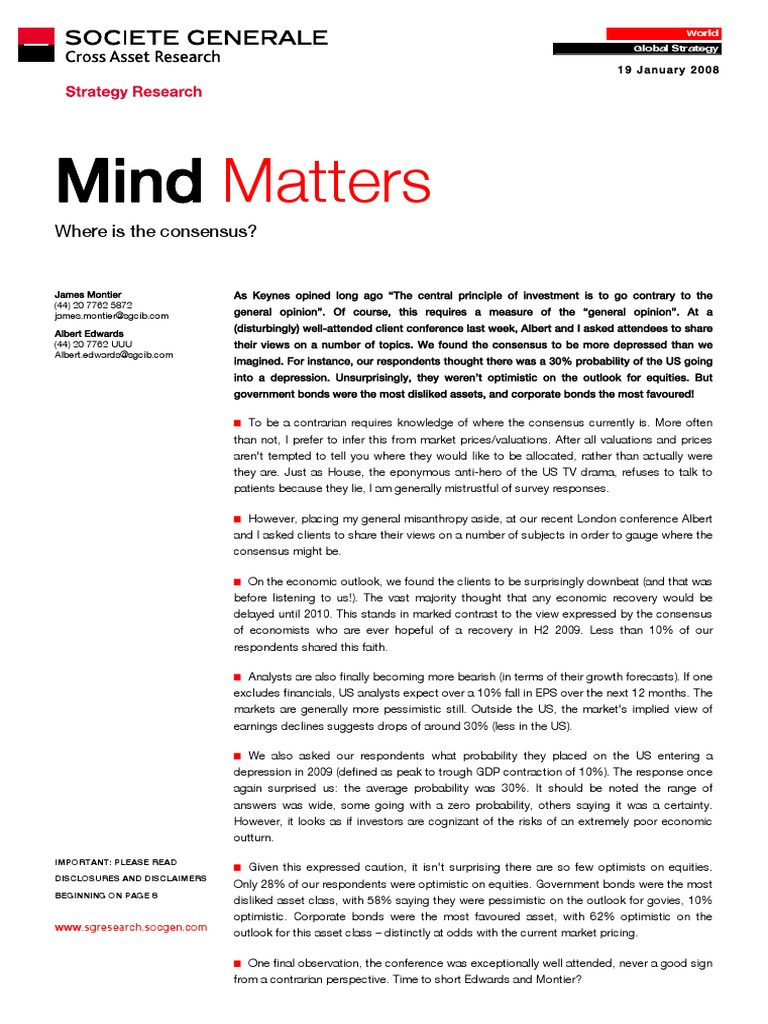 Economic Outlook Consensus Analysis | PDF | Stocks | Valuation (Finance)