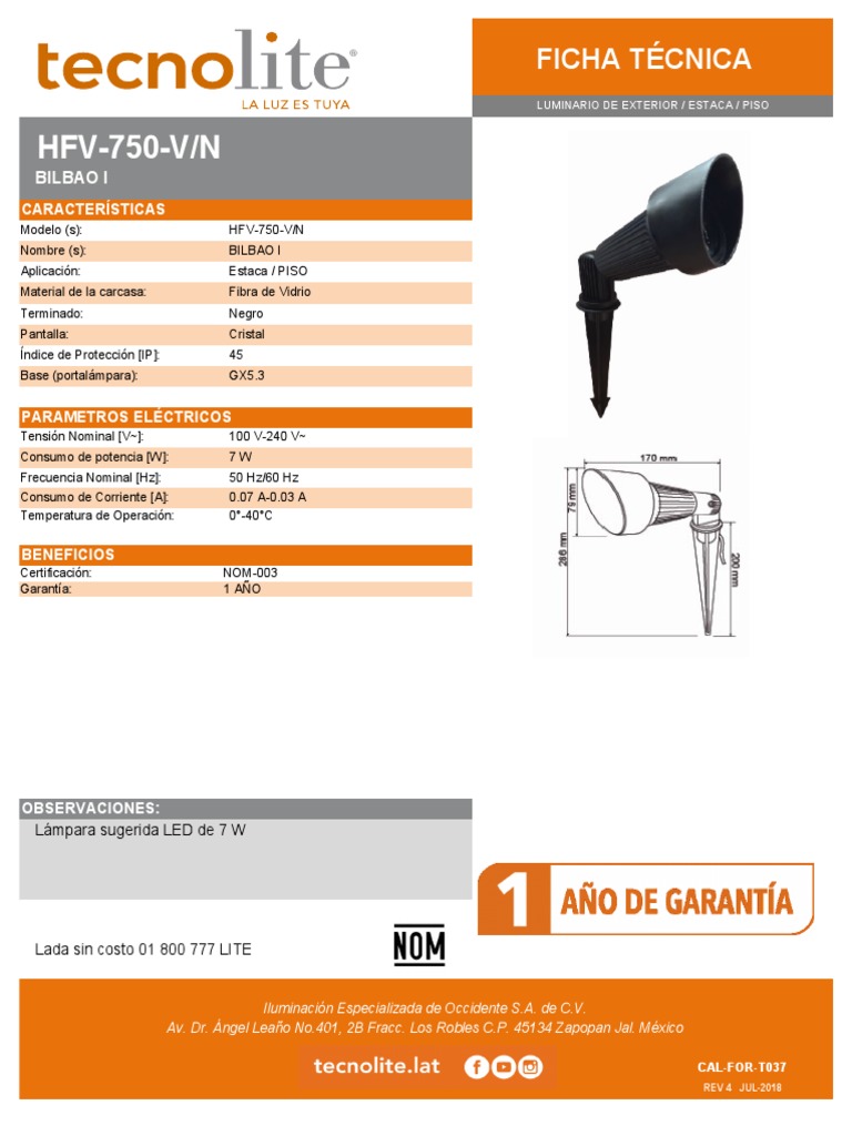 HFV 750 V N Ficha Tecnica | PDF