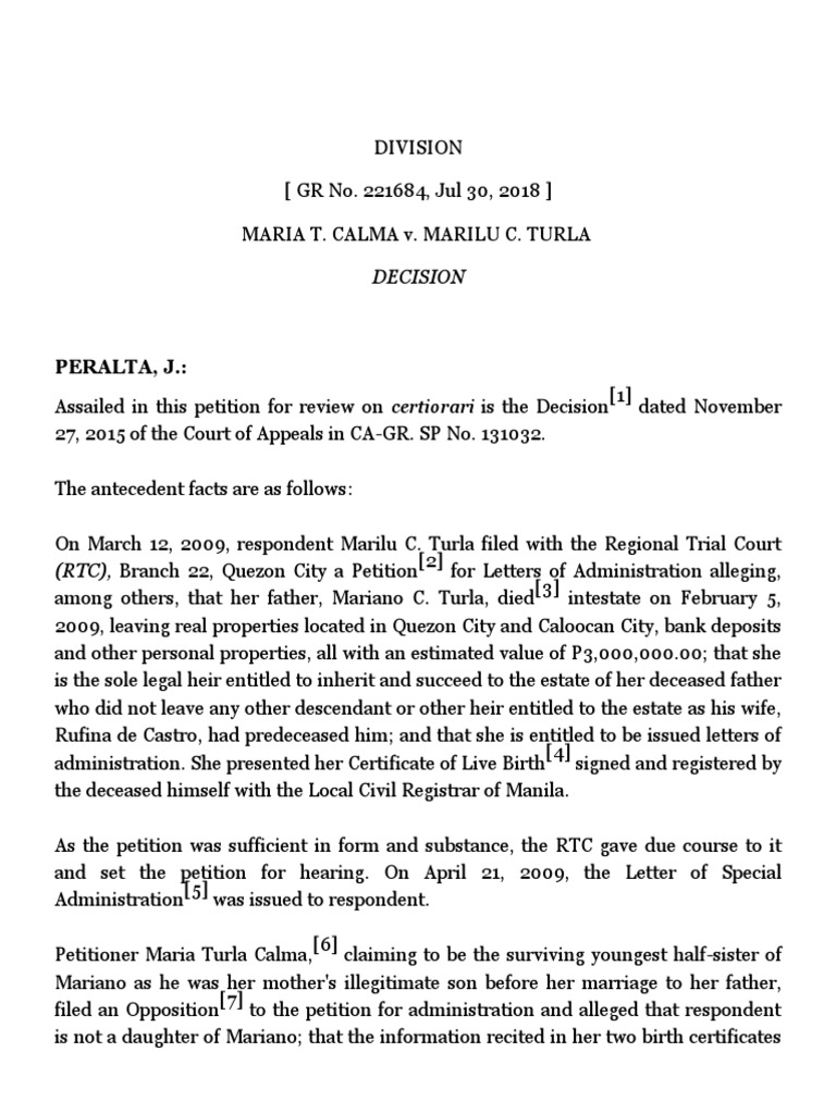 MARIA T. CALMA v. MARILU C. TURLA | PDF