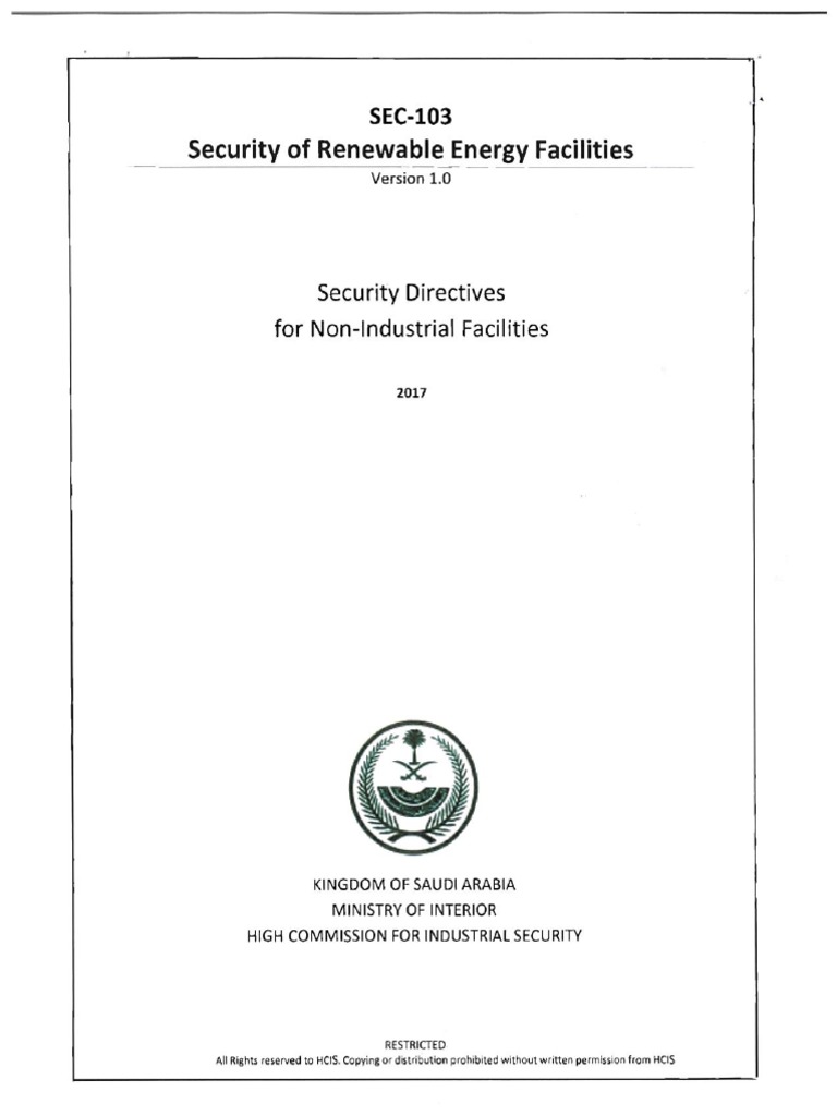 SEC - 103 - Security of Renewable Energy Facilities | PDF