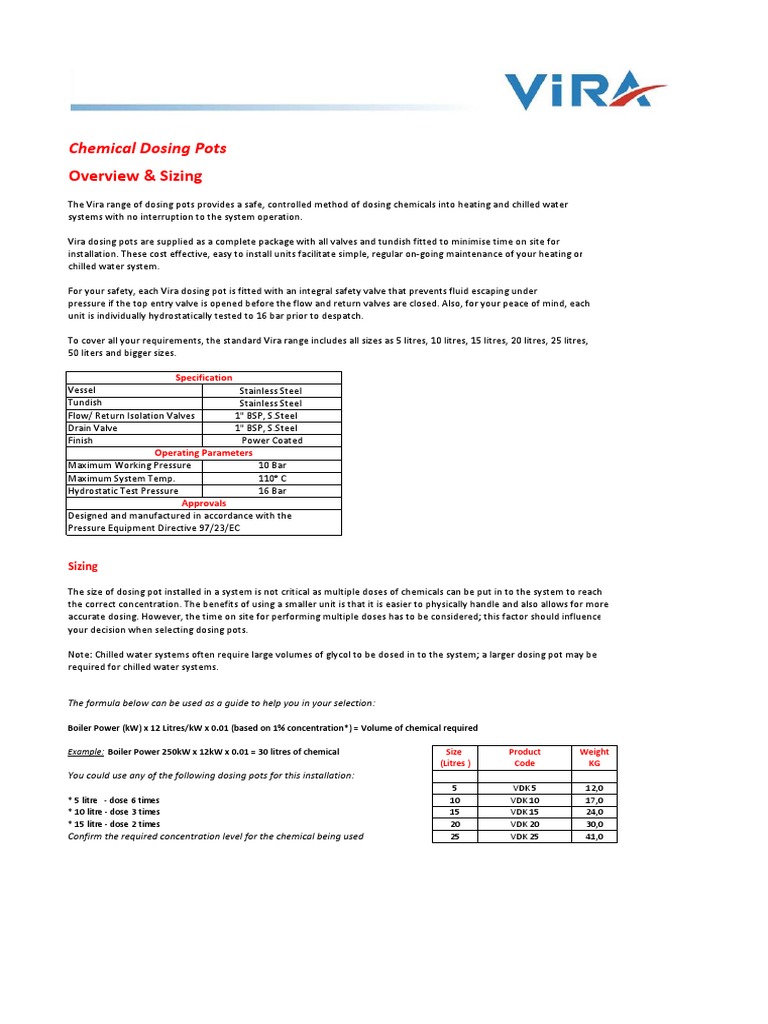 Chemical Dosing Pots: Overview & Sizing | PDF | Valve | Mechanical ...