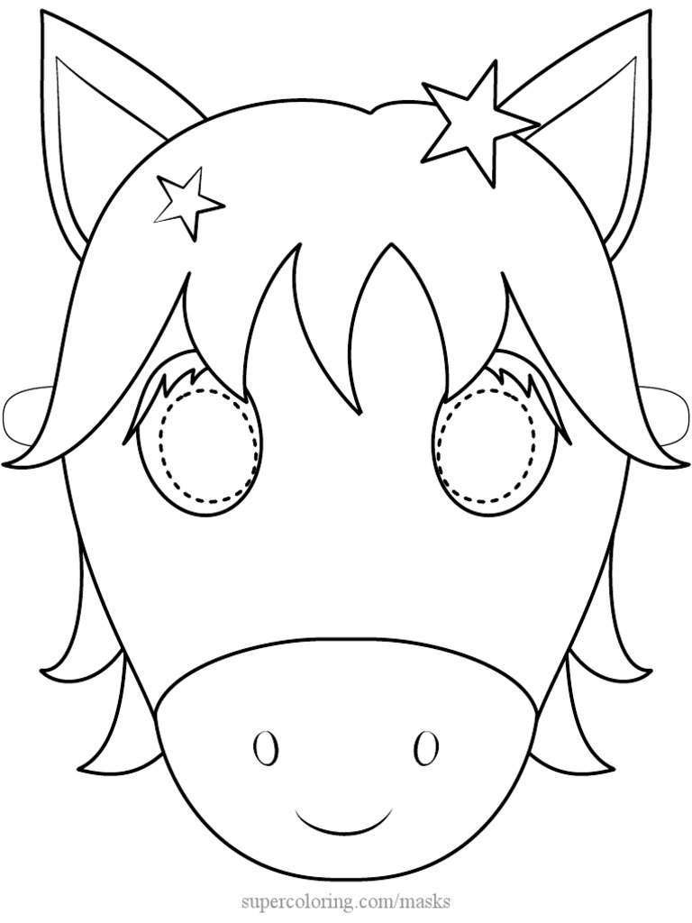 Unicorn Mask Outline Coloring Page | PDF