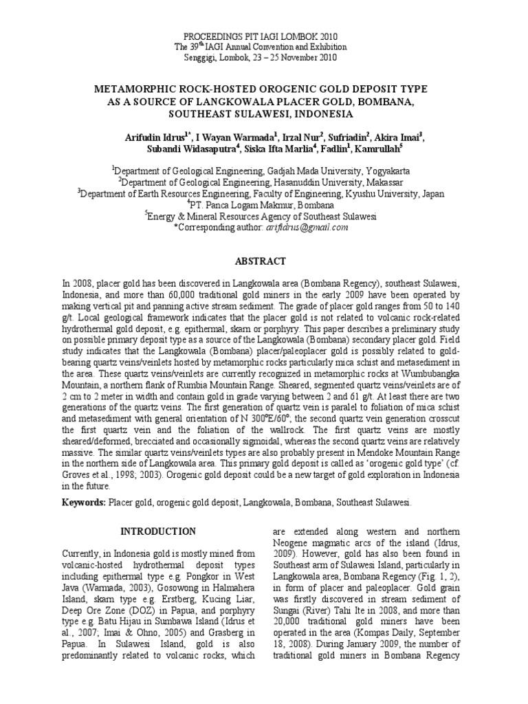 Metamorphic Rock Hosted Orogenic Gold de | PDF | Rock (Geology) | Rocks