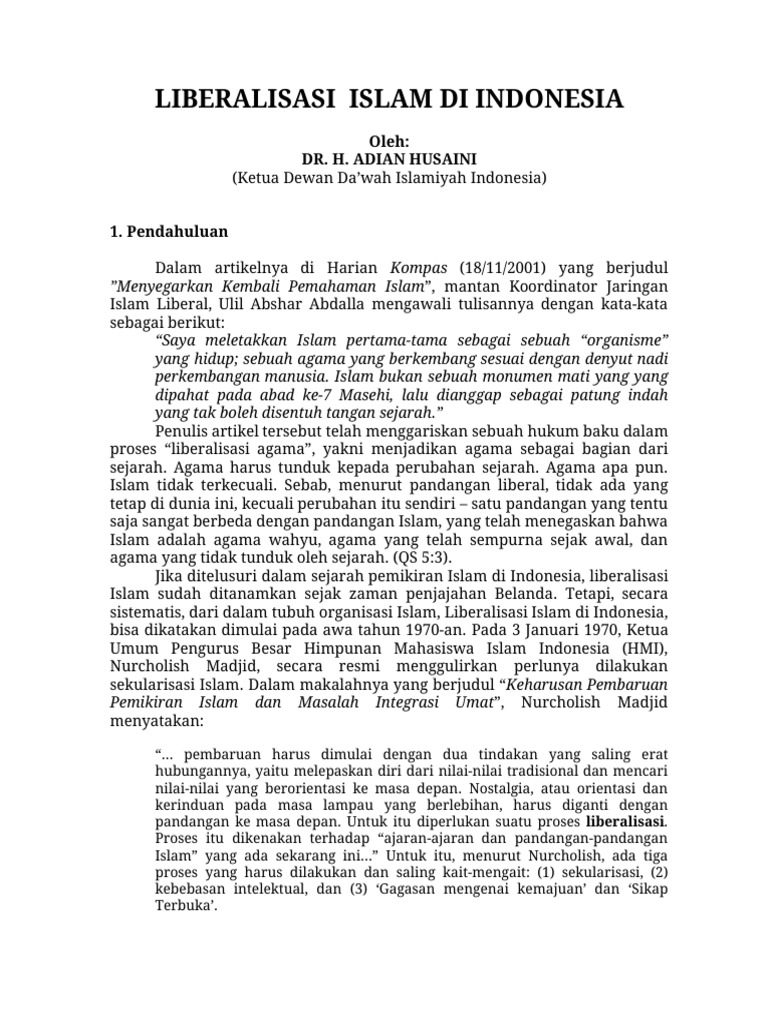 Liberalisasi Islam Di Indonesia | PDF