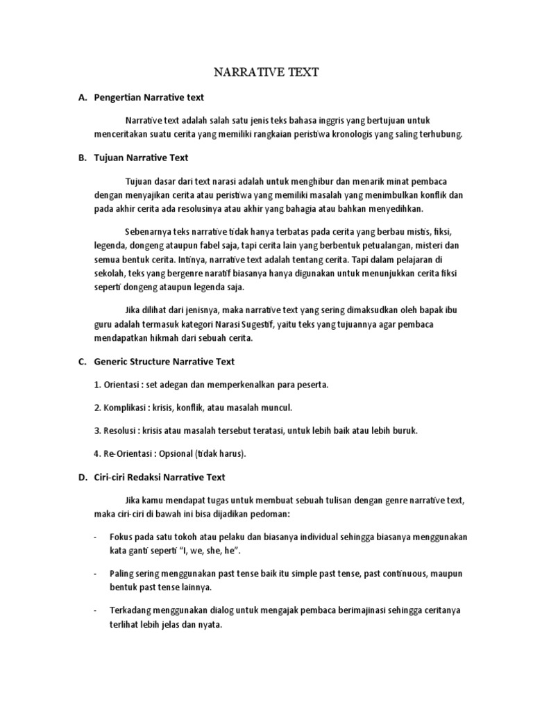Memahami Narrative Text dan Strukturnya | PDF