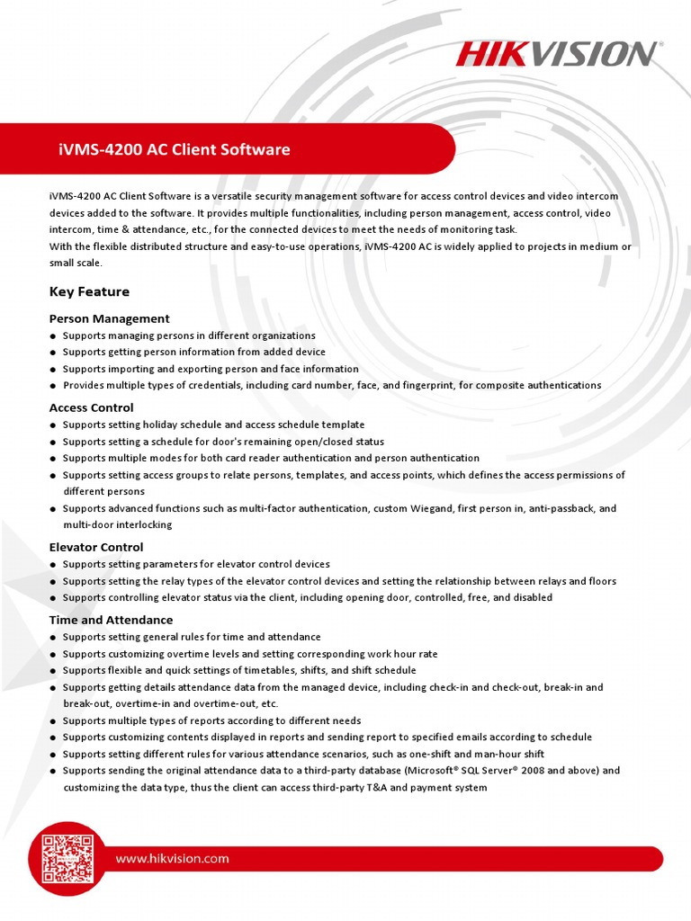 IVMS-4200 AC Client Software Datasheet V1.0.1 20190712 | PDF | 64 Bit ...