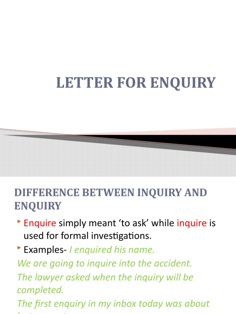 Letter For Making Inquiry | PDF | Communication | Business