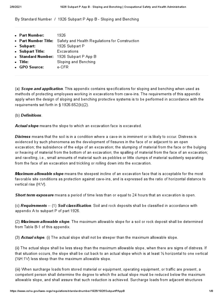 OSHA 1926 Subpart P App B Guide | PDF | Slope | Occupational Safety And ...