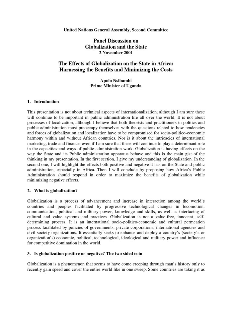 Globalization's Impact on African States | PDF | Finance & Money ...