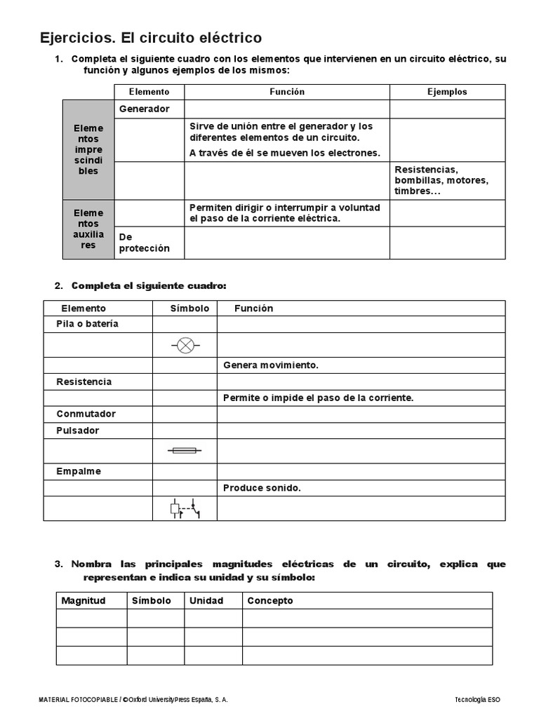 Electricidad Refuerzo Circuito Electrico | PDF | Corriente eléctrica ...