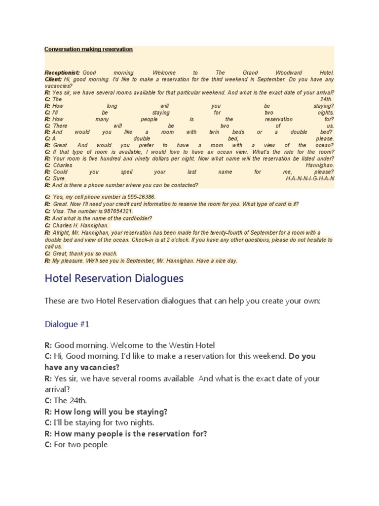 Conversation Making Reservation | PDF | Prayer