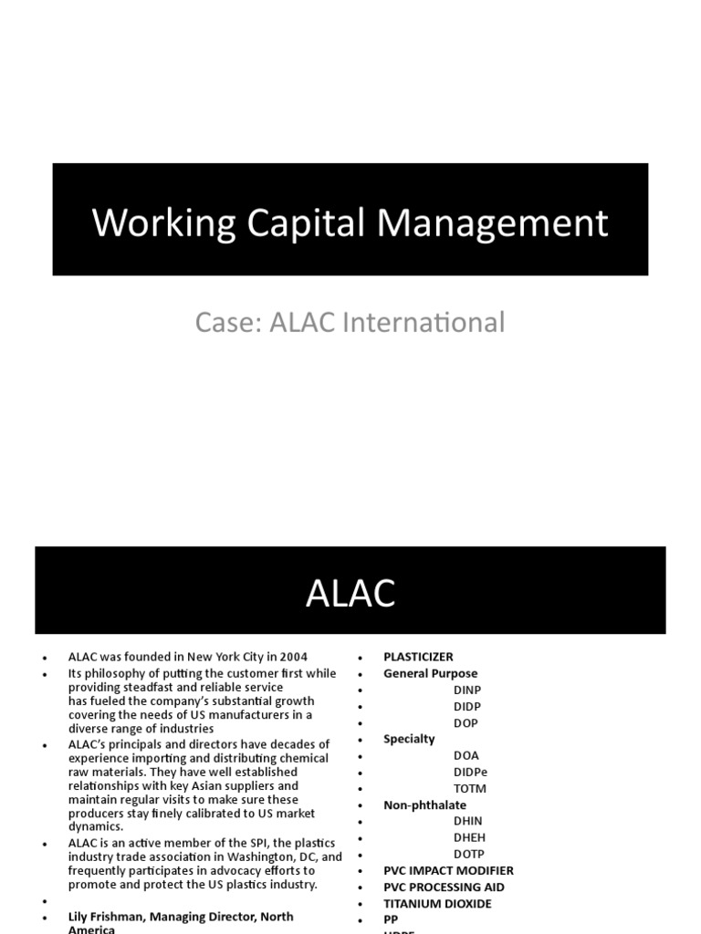 Working Capital Management: Case: ALAC International | PDF | Working ...
