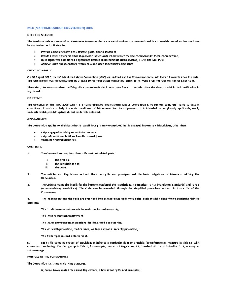 MLC (Maritime Labour Convention) 2006 | Download Free PDF ...