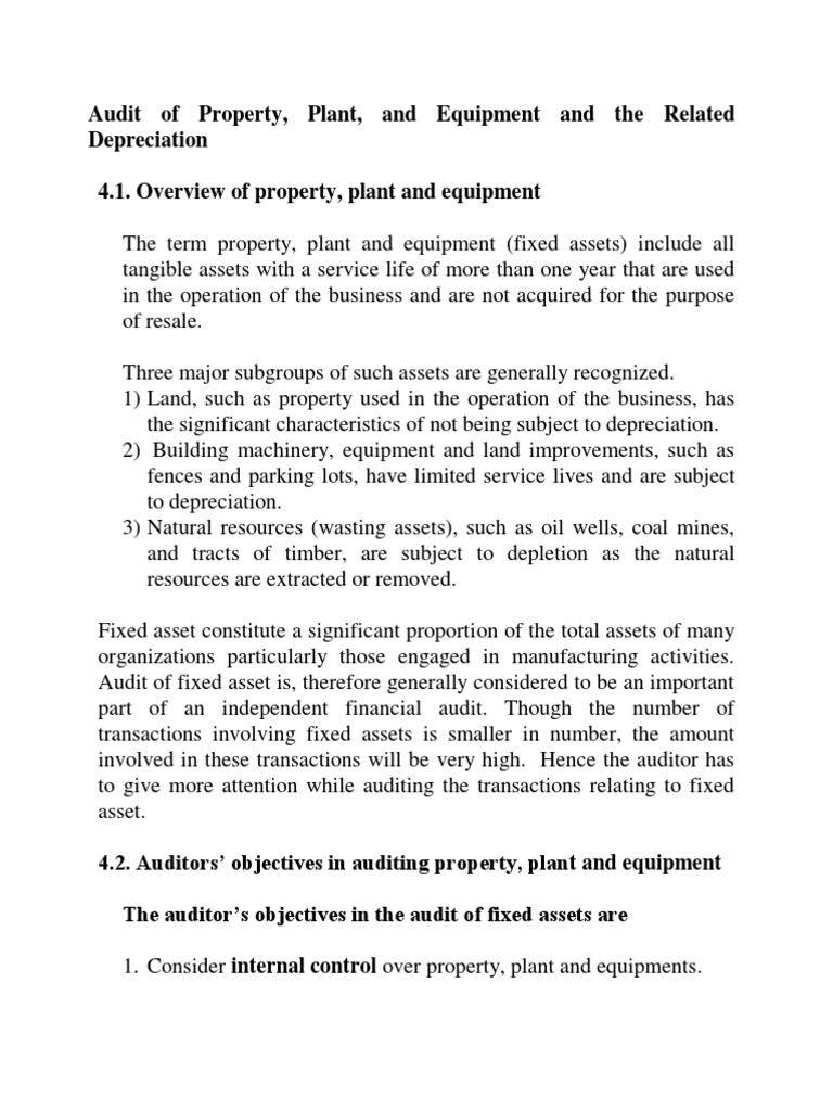 Audit of Plant Property and Equipment | PDF | Depreciation | Internal ...