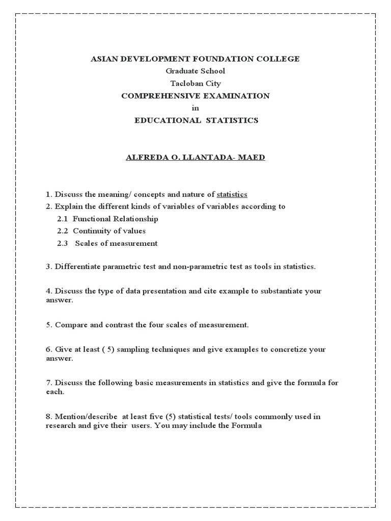 Educational Statistics | PDF | Continuous Function | Level Of Measurement