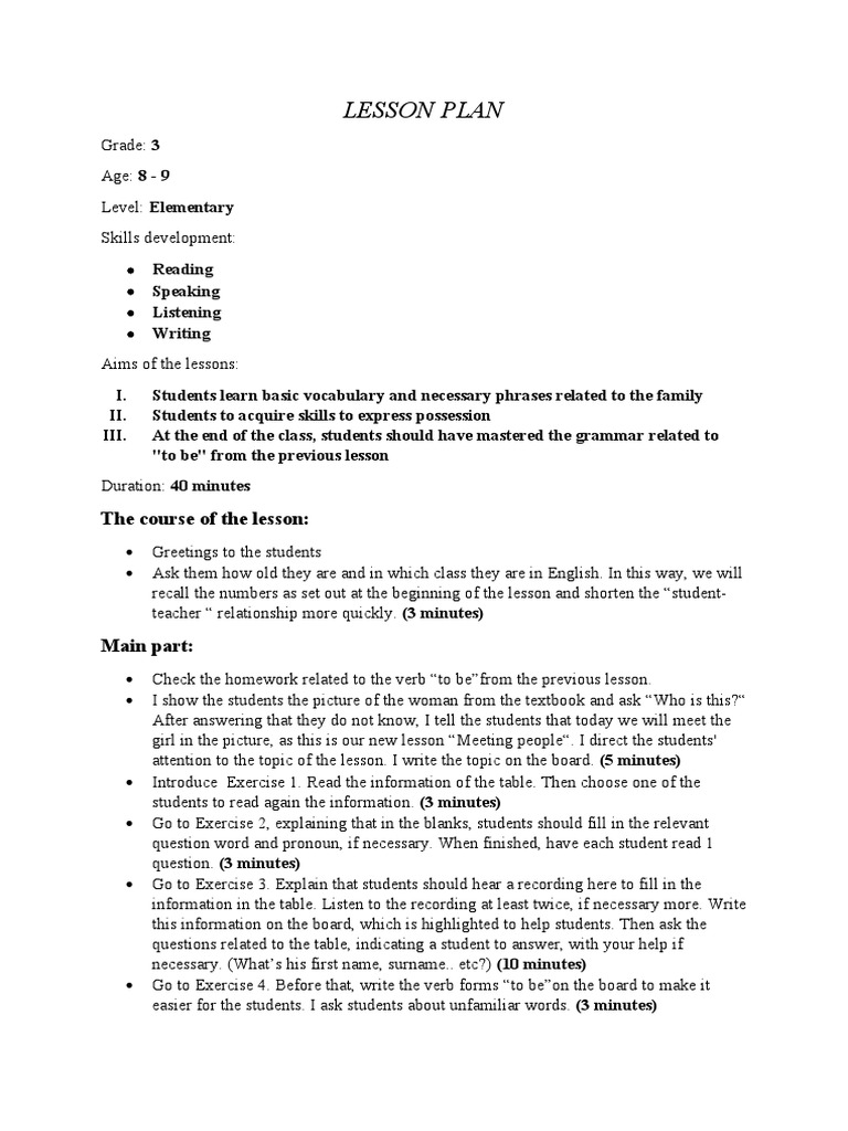 Lesson Plan: The Course of The Lesson | PDF | Lesson Plan | Question