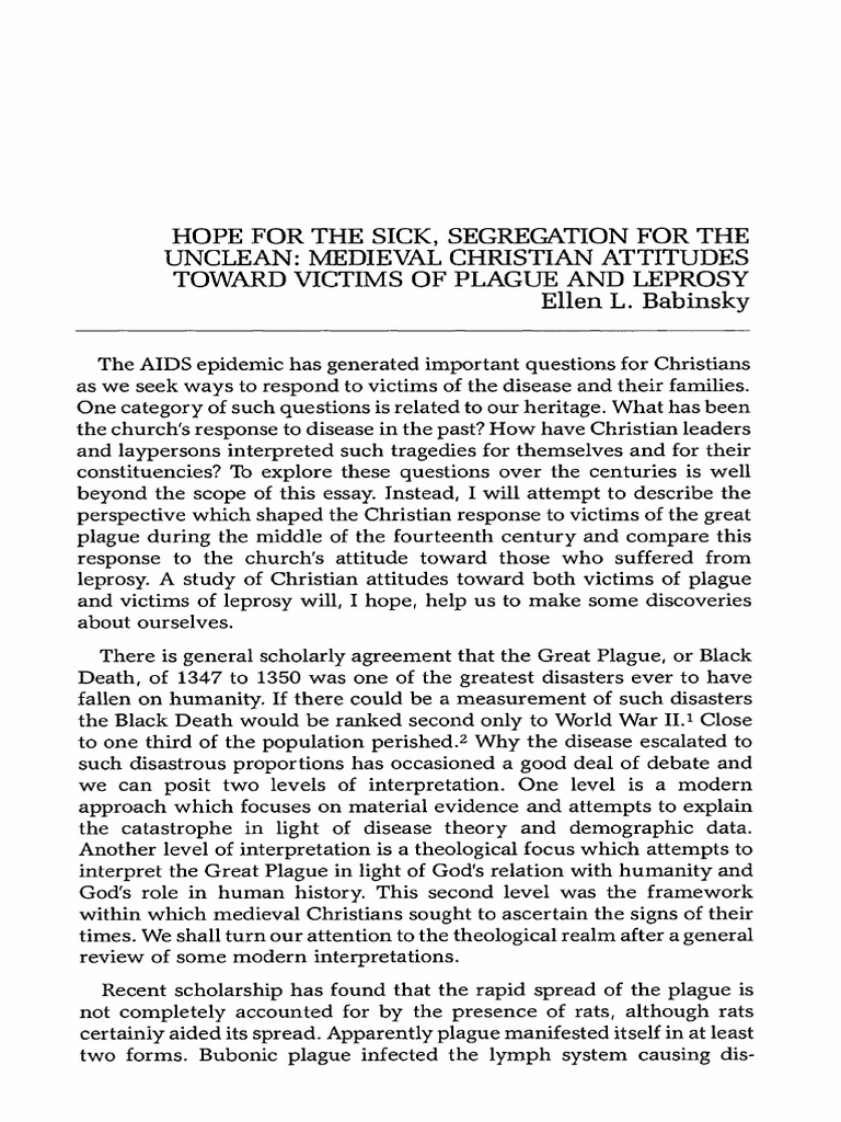 Hope For The Sick, Segregation For The Unclean | PDF | Antichrist ...