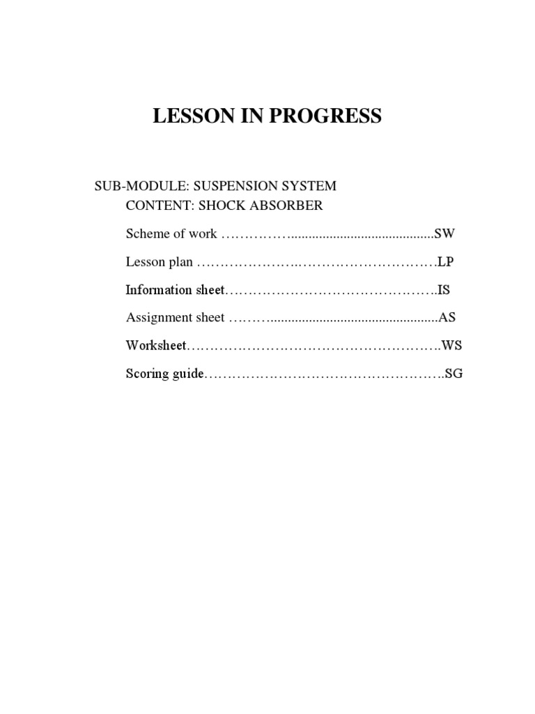 Lesson in Progress SP | PDF