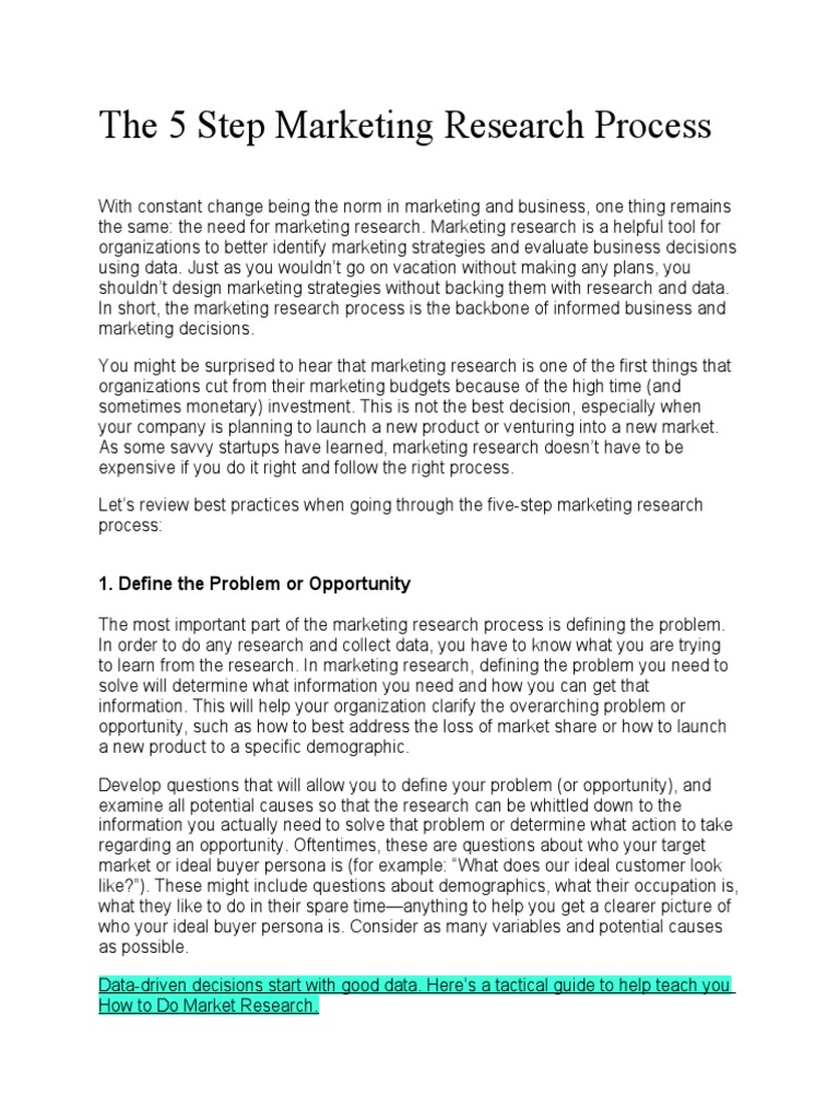 The 5 Step Marketing Research Process | Download Free PDF | Marketing Research | Analytics