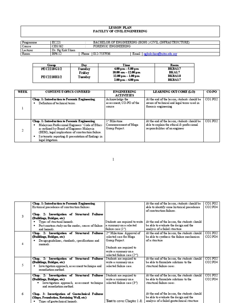 Forensic Engineering Lesson Plan | PDF | Geotechnical Engineering ...