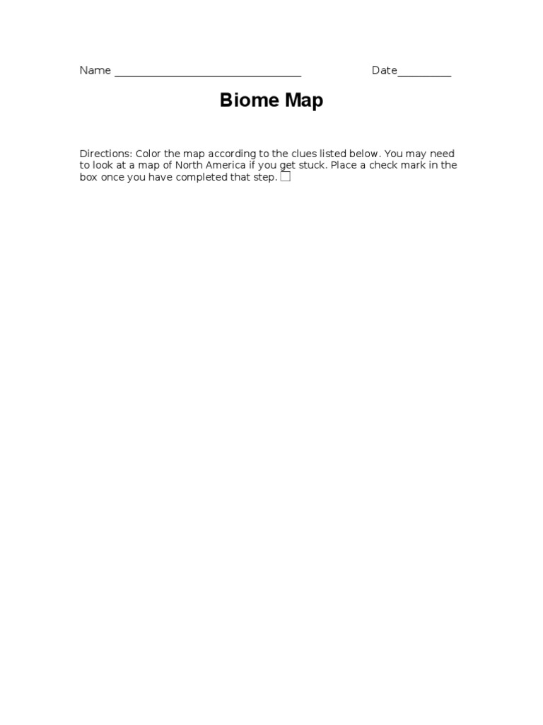 Biome Map Activity | PDF | North America | Forests