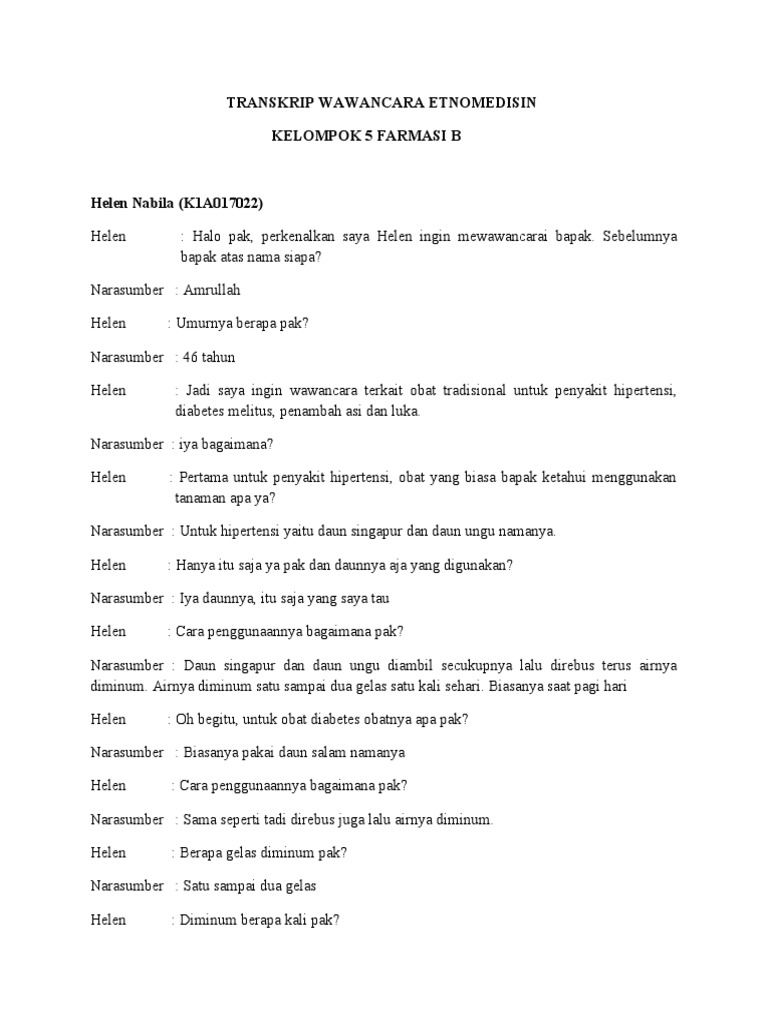 Transkrip Wawancara | PDF