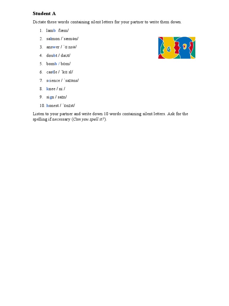 PRONUNCIATION Silent Letters Dictation AB | PDF