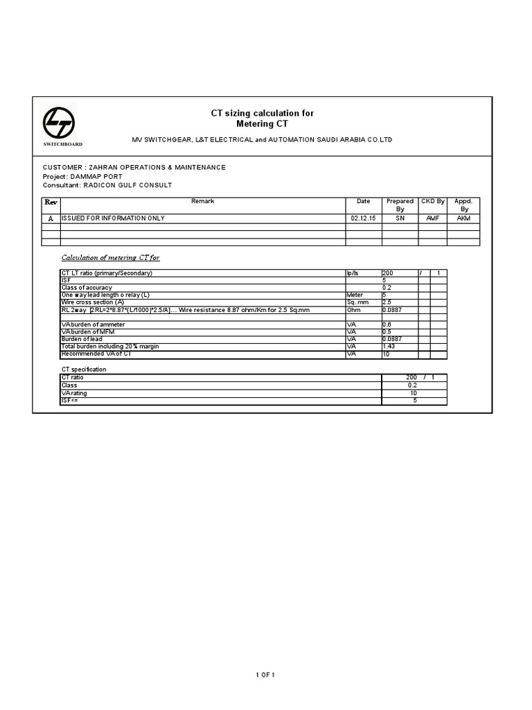 Metering CT Burden Calculation | PDF | Equipment | Physical Quantities
