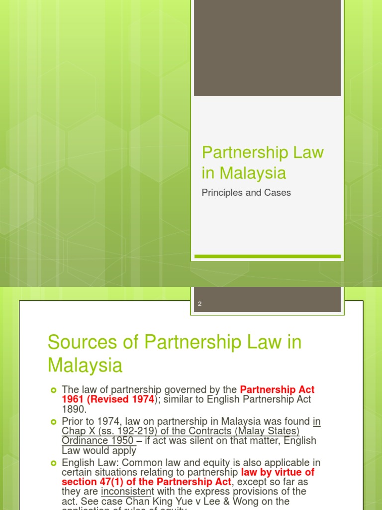Partnership Law in Malaysia - Principles and Cases | PDF | Partnership ...