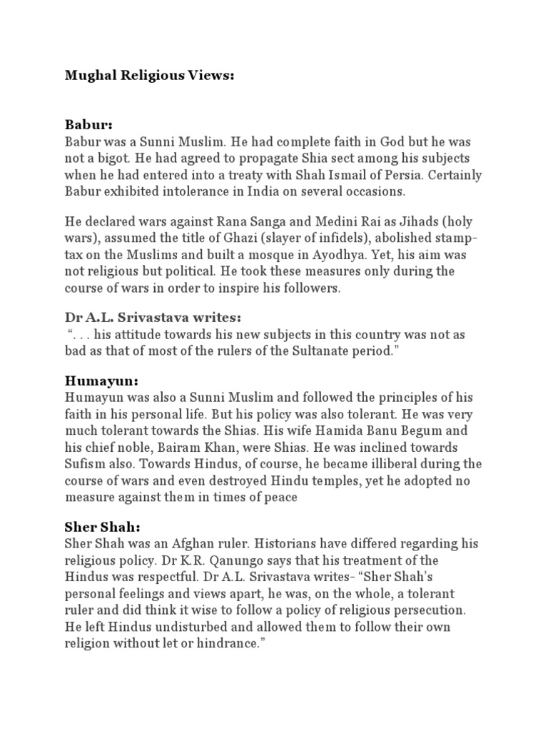 Mughal Religious Policy | PDF | Mughal Empire | Sikhism