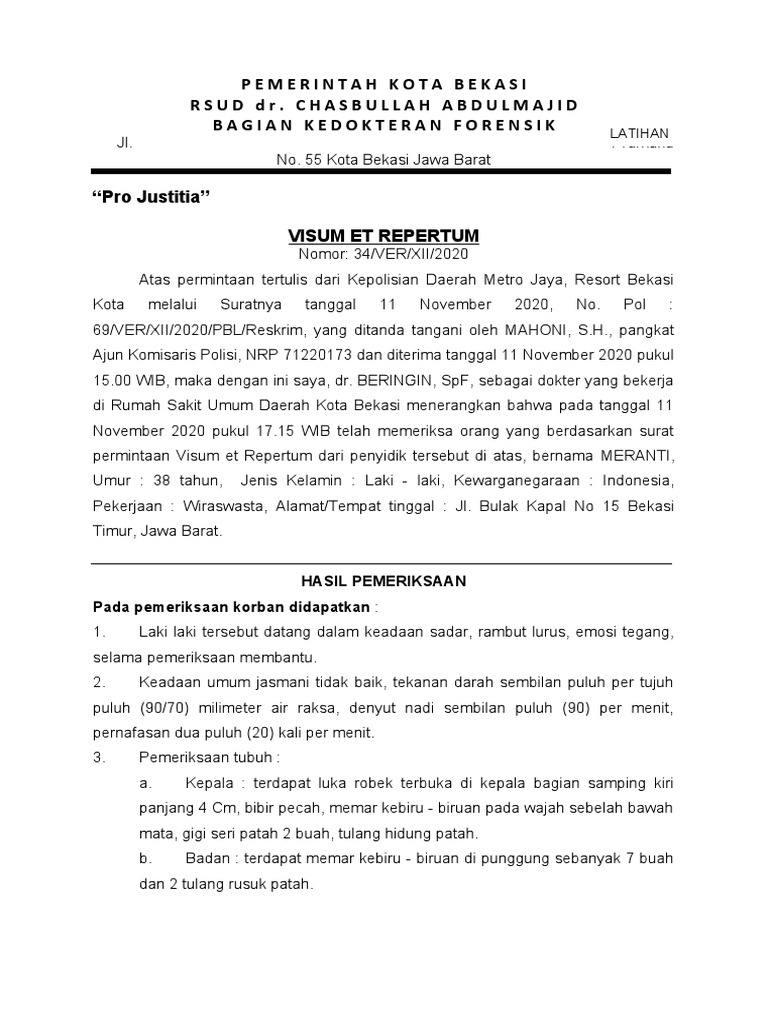 4b. Hasil Visum Et Repertum | PDF