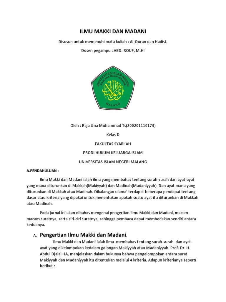 Ilmu Makki Dan Madani | PDF