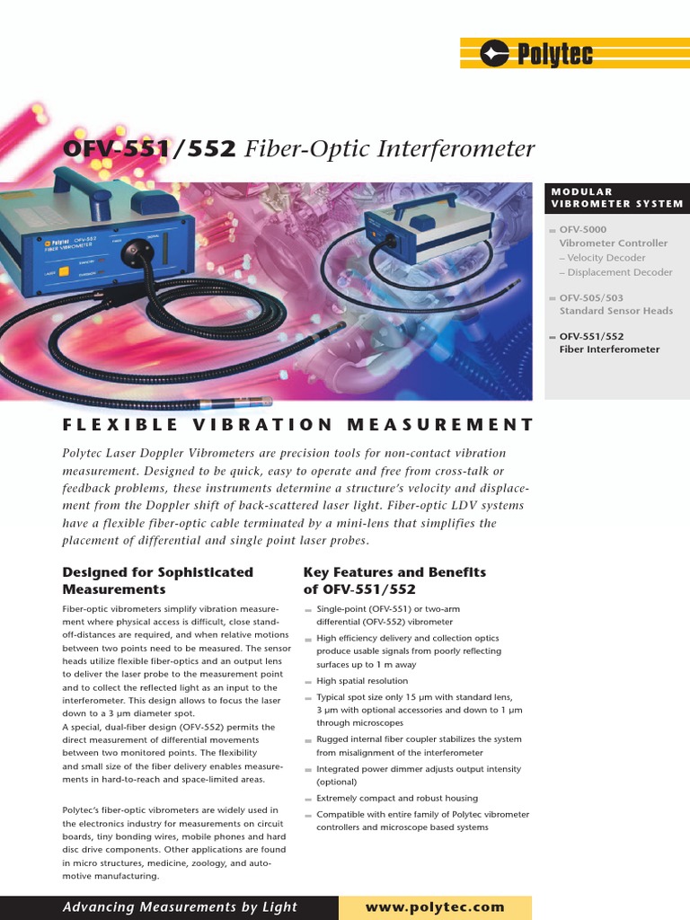 OFV-551/552 Fiber-Optic Interferometer: Flexible Vibration Measurement | PDF | Optical Fiber ...