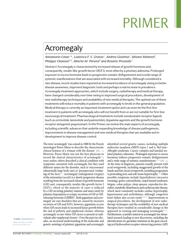 Acromegaly PRIMER | PDF | Insulin Like Growth Factor 1 | Cell Biology