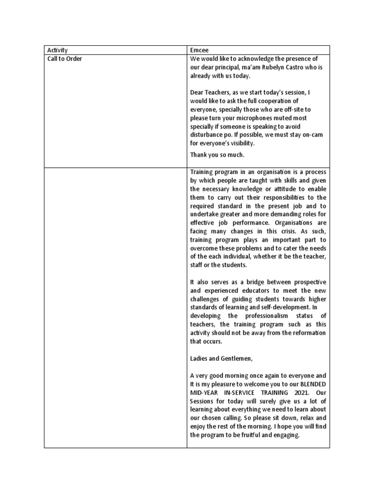 Inset Script | Download Free PDF | Teachers