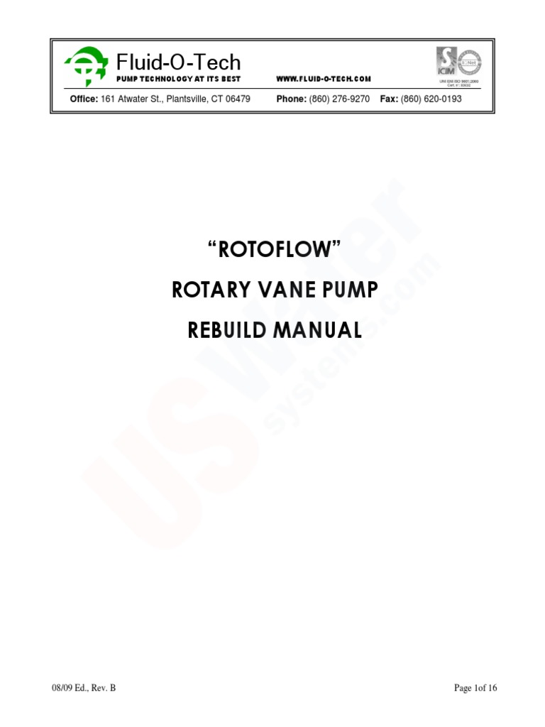 Fluid-O-Tech RotoFlow Pump Rebuild Guide | PDF | Valve | Pump