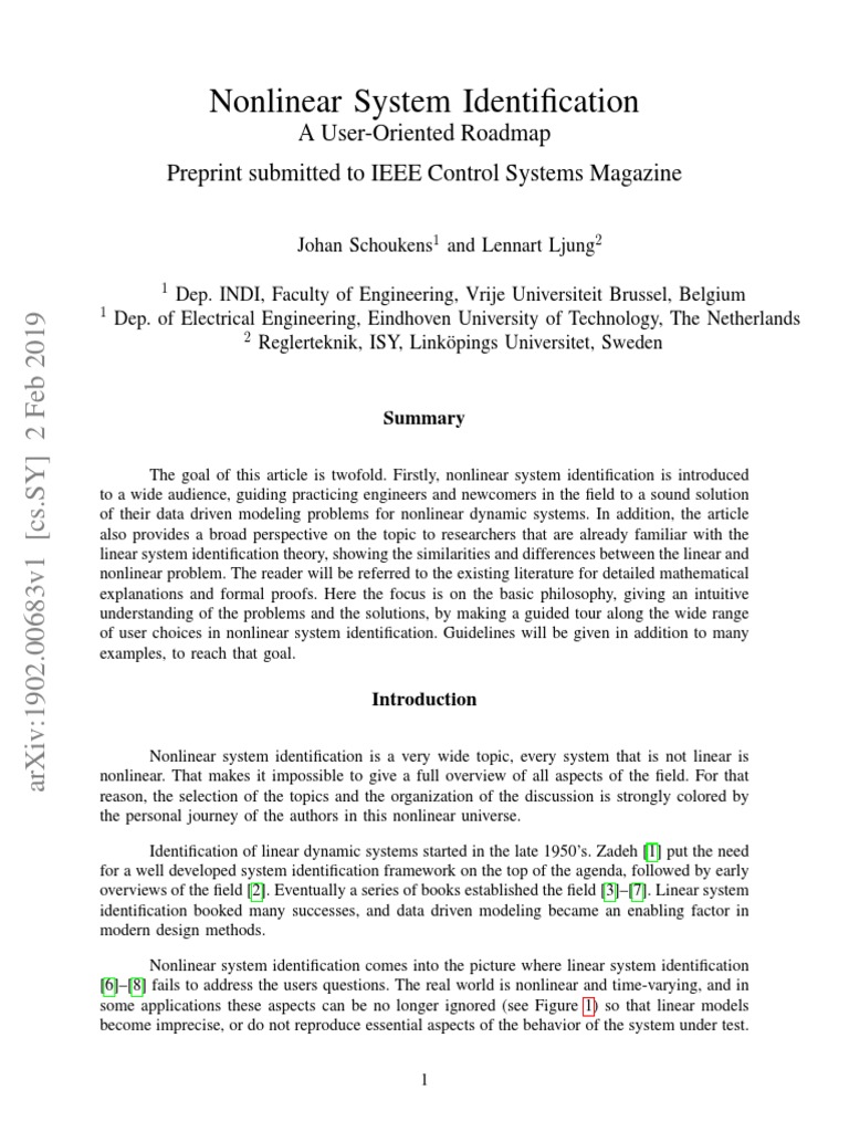 Nonlinear System Identification ARTICULO | PDF | Nonlinear System ...