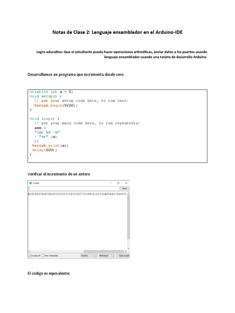 Introducción al lenguaje ensamblador en Arduino usando operaciones ...