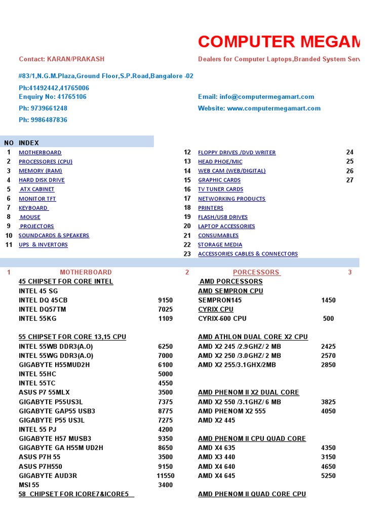 Computer Hardware and Accessories Catalog | PDF | Advanced Micro ...