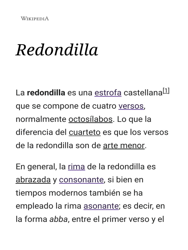 Redondilla - Wikipedia, La Enciclopedia Libre | PDF | Clásicos