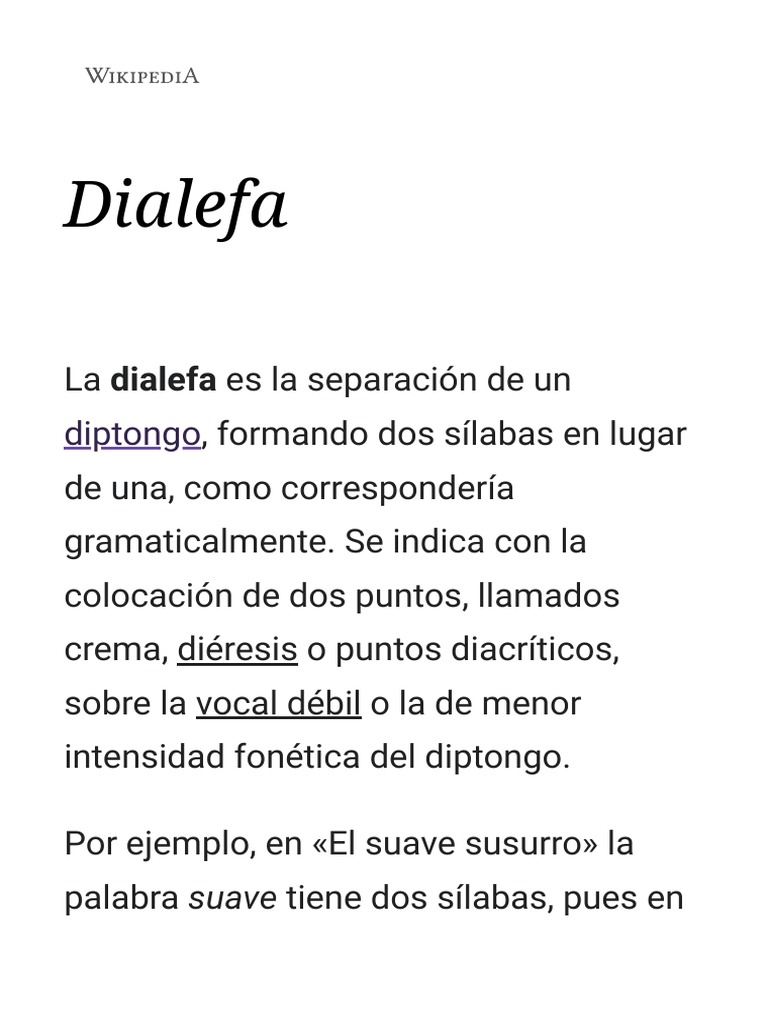 Dialefa - Wikipedia, La Enciclopedia Libre | PDF