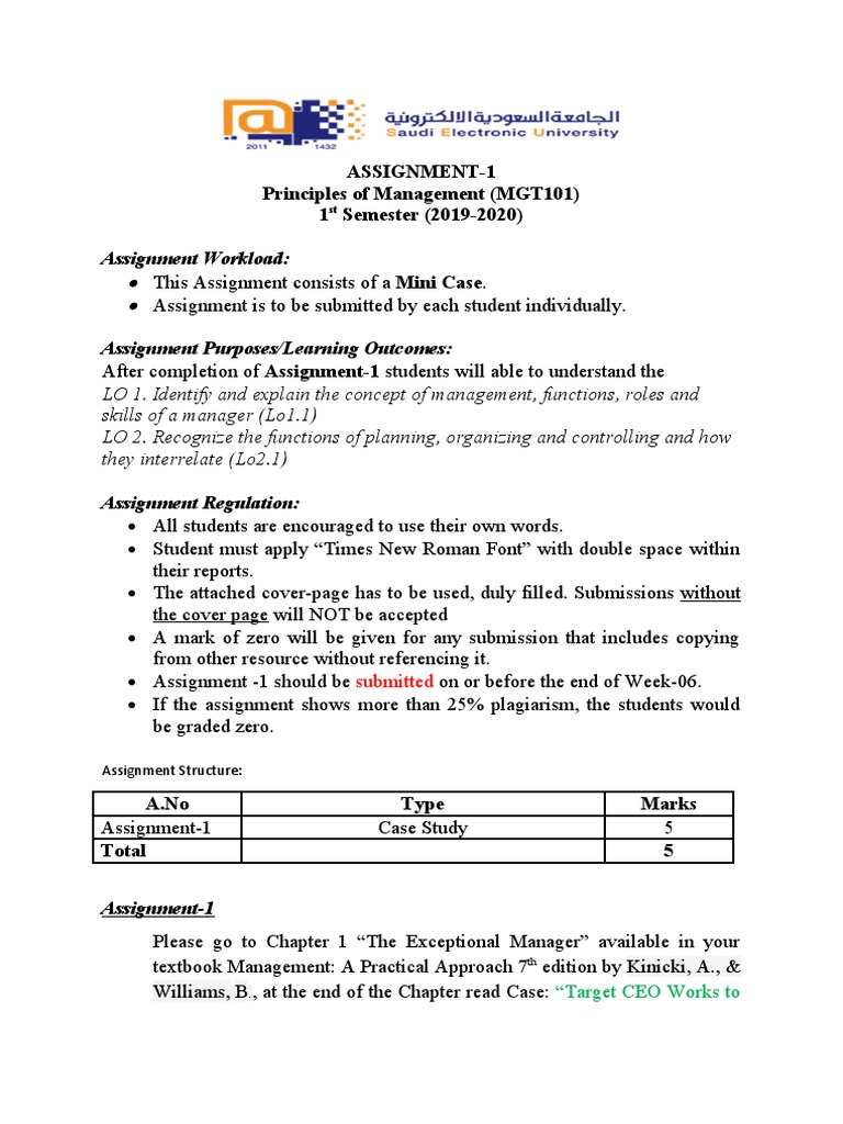 Assignment-1 MGT101 | PDF | Leadership | Communication